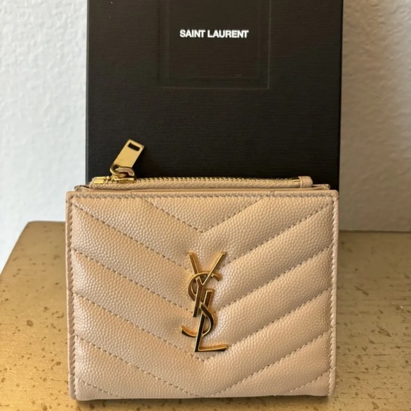 Yves Saint Laurent | Bags | Authentic Ysl Beige Bifold Wallet | Poshmark